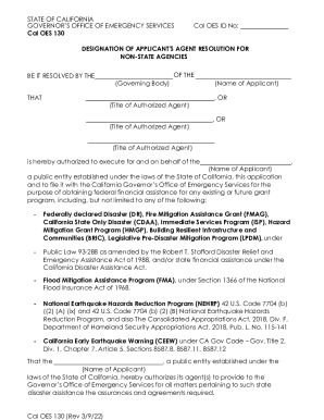 Fillable Online Resolution-Cal-OES-form-130-Designation-of-Applicant's ...
