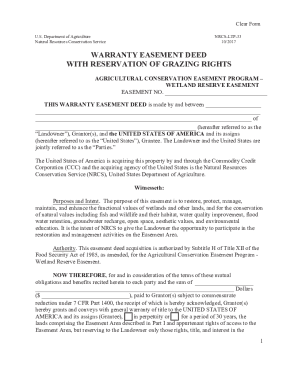 Fillable Online WARRANTY EASEMENT DEED WITH RESERVATION OF ... Fax ...