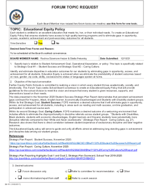 Fillable Online FORUM TOPIC REQUEST - BoardDocs Fax Email Print - pdfFiller