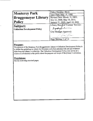 Fillable Online Collection Development Policy Monterey Park Bruggemeyer ...