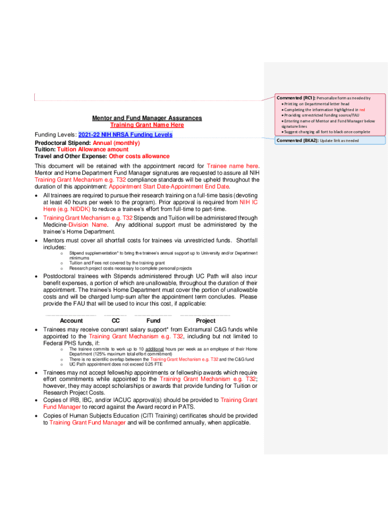 Fillable Online Ruth L. Kirschstein National Service Research Award ...