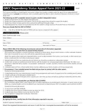 Fillable Online Dependency Status Appeal Form. Form requesting Fax ...