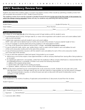Fillable Online GRCC Residency Review Form Fax Email Print - pdfFiller