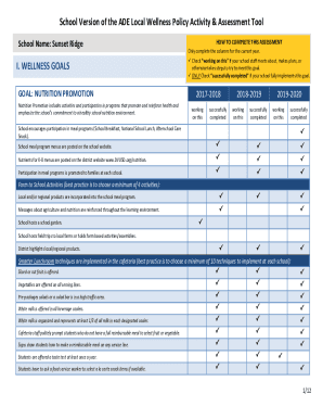 Fillable Online Local Wellness Policy Assessment Comparison with a ...