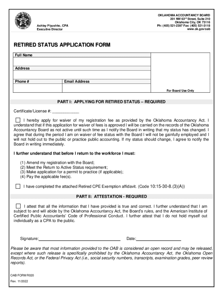 Fillable Online OAB FORM R011 - ATTESTATION ENGAGEMENTS FOR ... Fax ...