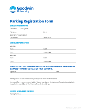 Fillable Online Faculty-Staff Vehicle Registration Form- Parking Fax ...