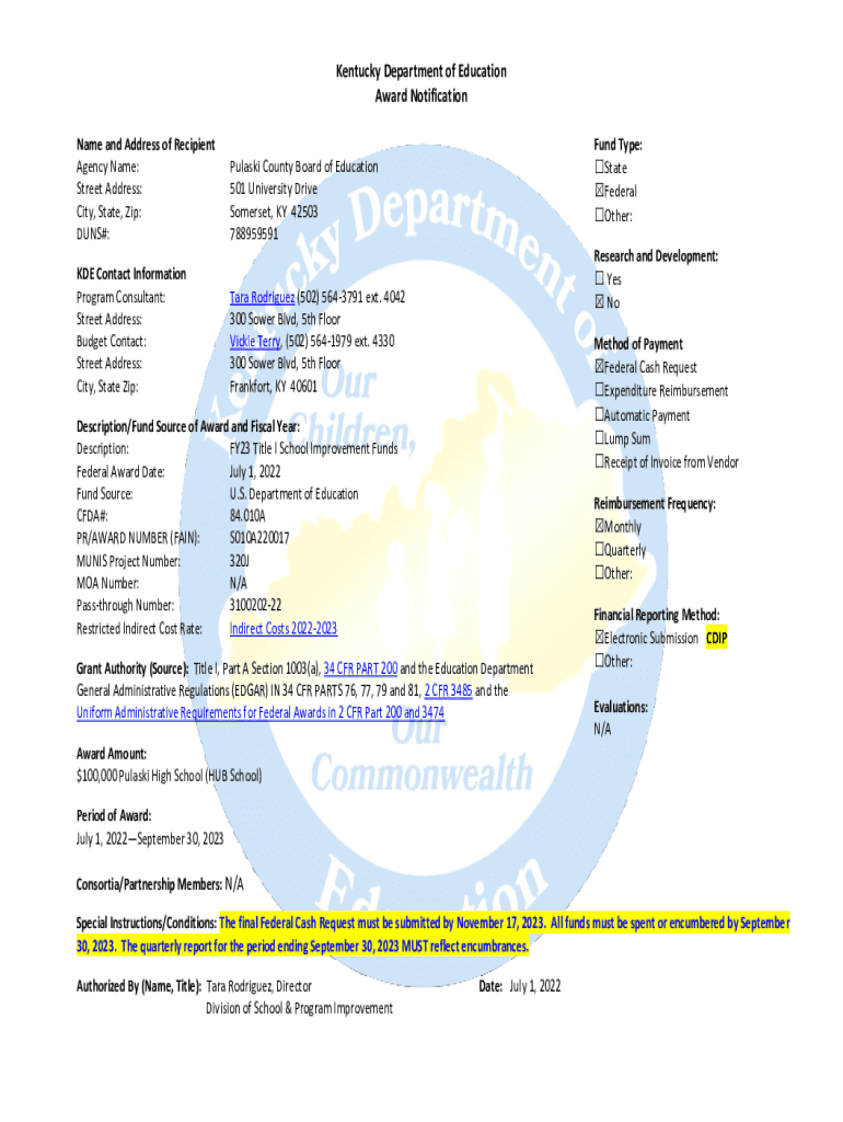 Fillable Online education ky Title I Part A Documents and Resources Fax Email Print - pdfFiller