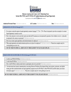 Fillable Online Delaware American Job Centers (AJC) Monitoring Form ...