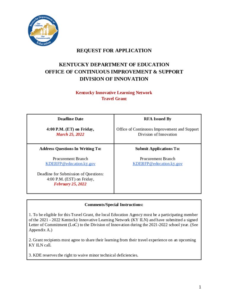 request for application - education ky Doc Template | pdfFiller