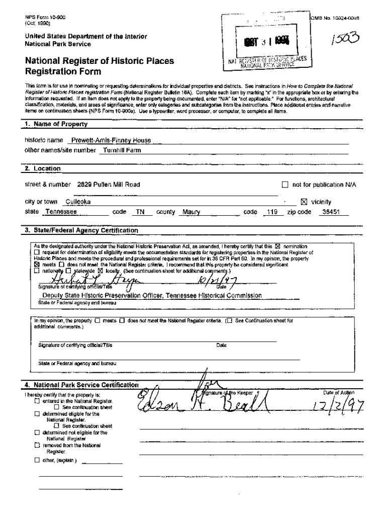 Fillable Online Register of Historic Places registration Form (National ...