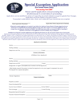 Fillable Online Special Exception Application - Anderson County Fax Email Print - pdfFiller
