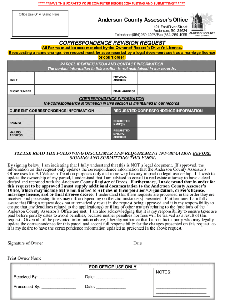 Fillable Online Property Taxes - City of Anderson SC Fax Email Print ...