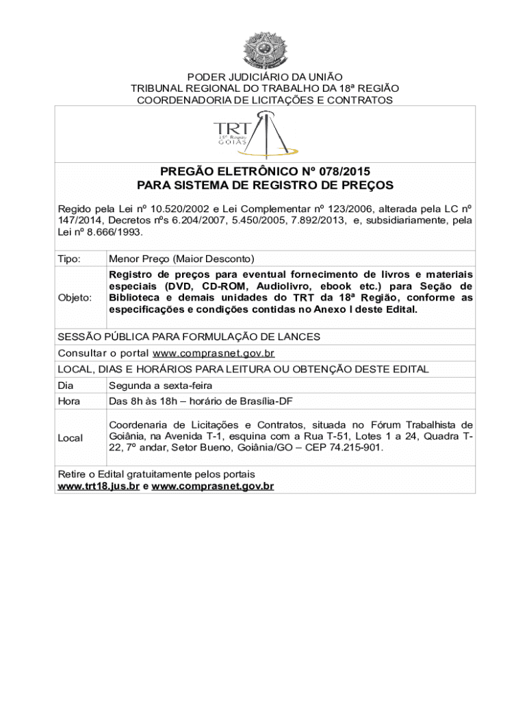 Fillable Online www1 trt18 jus poder judicirio - Tribunal Regional do ...