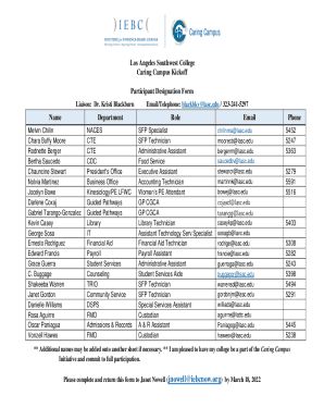 Fillable Online Participant Designation Form - Los Angeles Southwest ...
