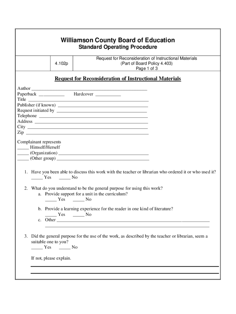 Fillable Online Citizens Request for Reconsideration of a Work Fax Email Print - pdfFiller