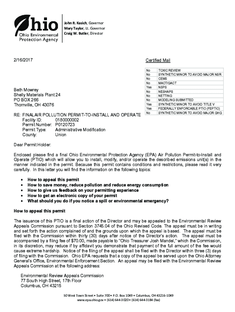 Fillable Online wwwapp epa ohio Governors staff as of 4.29.11 with ...