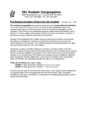 Fillable Online CONTRACT FOR PURCHASE OF A CEMETERY PLOT Fax Email ...