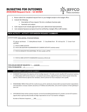 Fillable Online BUDGETING FOR OUTCOMES - 2019/2020 Request Form Fax ...