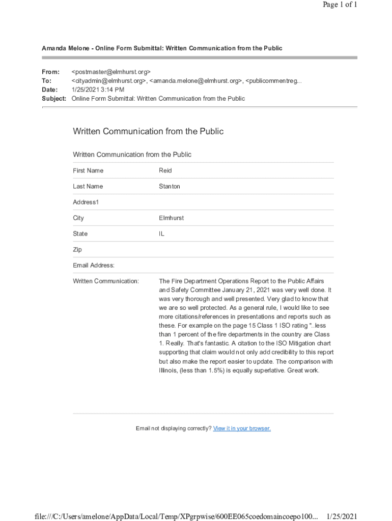 Fillable Online Freedom of Information ActElmhurst Public Library Fax ...