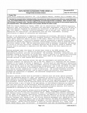 Fillable Online NEPA REVIEW SCREENING FORM (NRSF) 3A Categorically ...