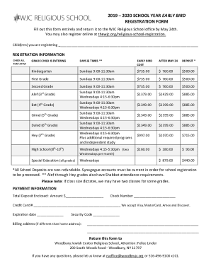 Fillable Online WJC Family School Registration Form Fax Email Print ...