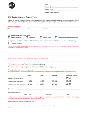 Fillable Online 2022 Dues Adjustment Request Form Fax Email Print ...
