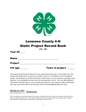 Fillable Online 4-H Record Book Pages - Extension Grant County Fax ...