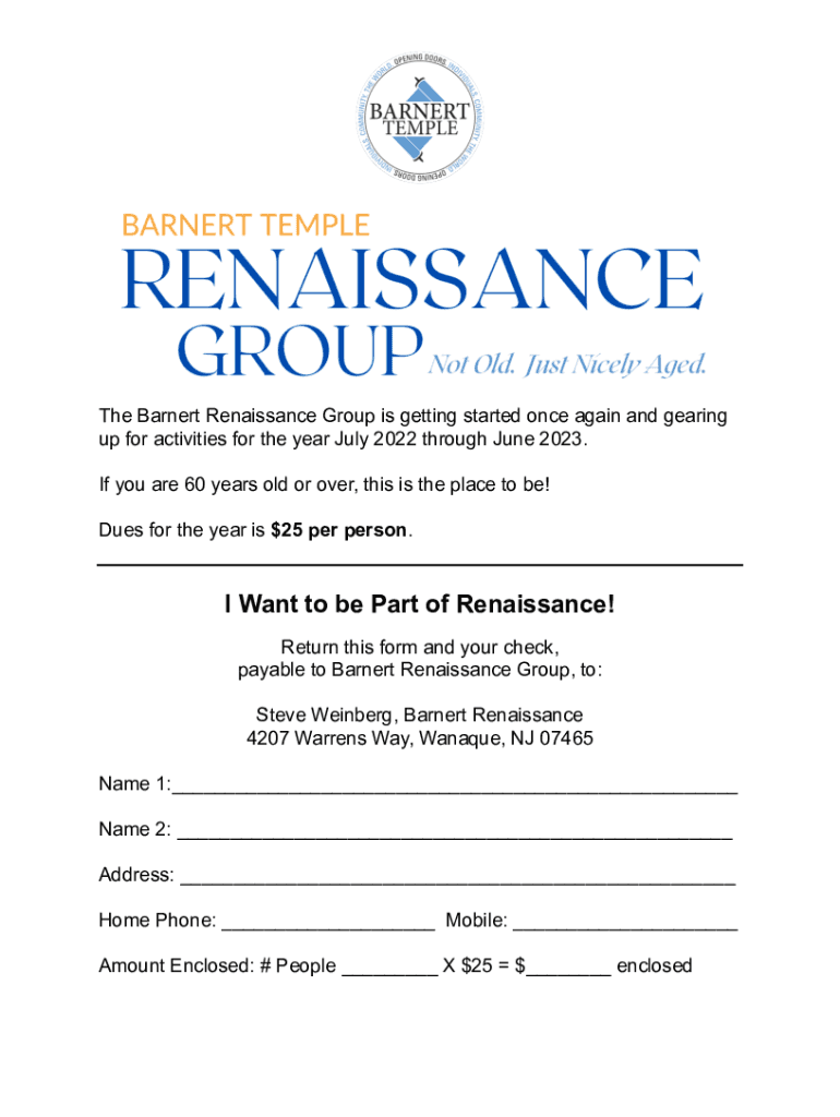 Fillable Online Renaissance Supporter - Form Fax Email Print - pdfFiller