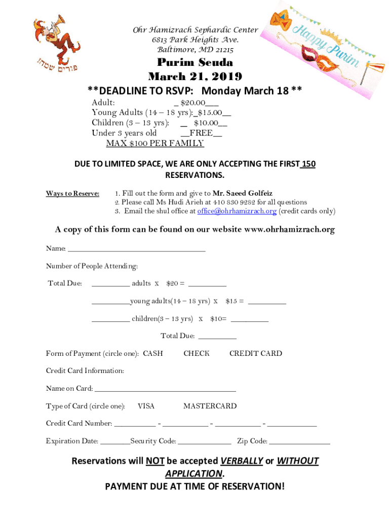 Fillable Online Contact Us - Ohr Hamizrach Congregation Sephardic ...