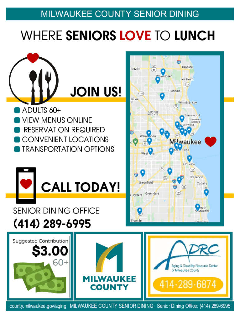 Fillable Online county milwaukee Senior Dining Menus Department on ...