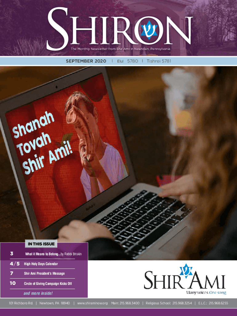 Fillable Online High Holy Days 5783 - Shir Ami Fax Email Print - pdfFiller