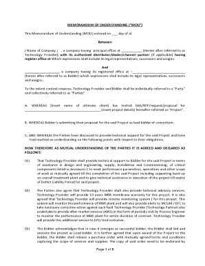 Fillable Online What is a memorandum of understanding (MOU ...