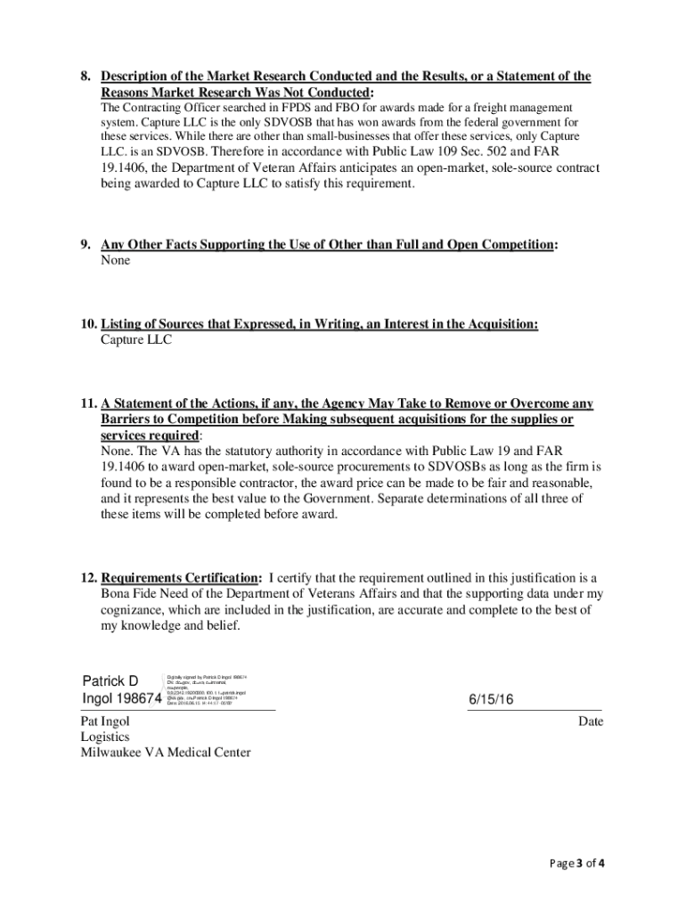 Fillable Online of DEPARTMENT OF VETERANS AFFAIRS Justification and ...