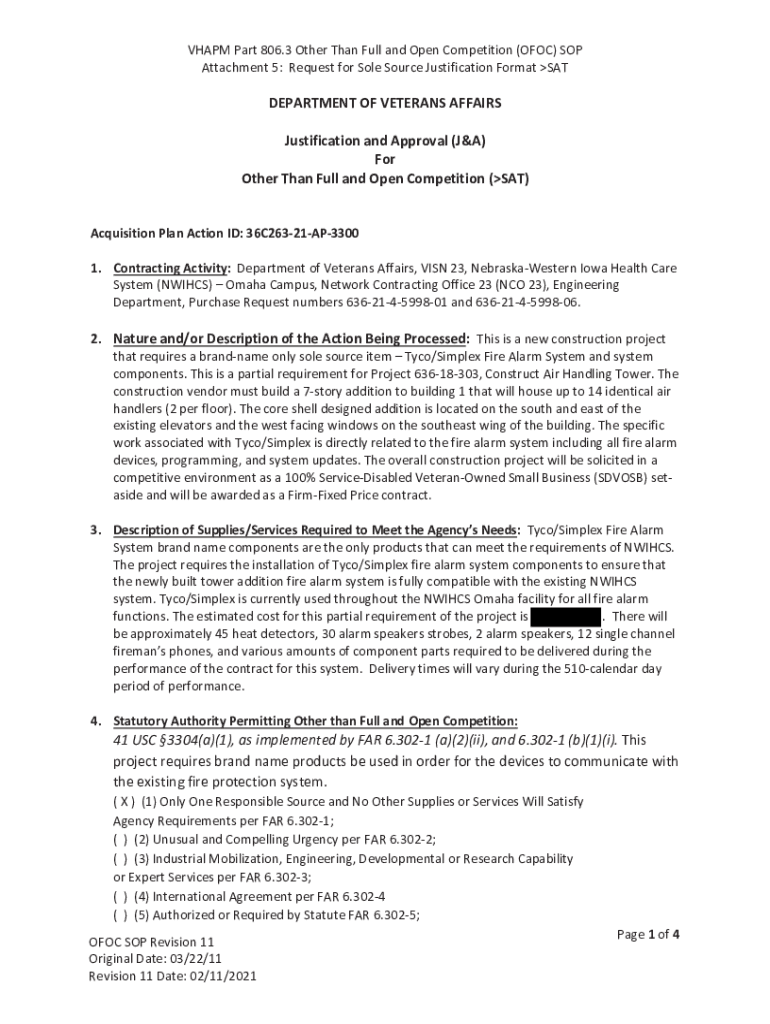 Fillable Online Attachment 2: Request for Sole Source Justification ...