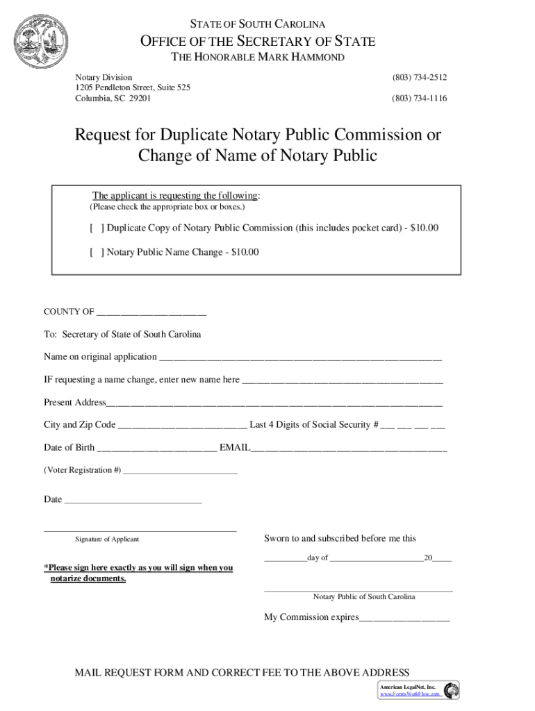 Fillable Online the Notary Public Online Manual - SC Secretary of State ...