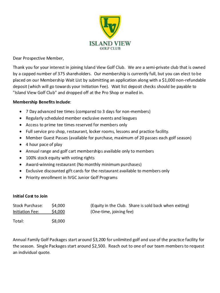 Fillable Online Dear Prospective Member, Thank you for your interest in ...