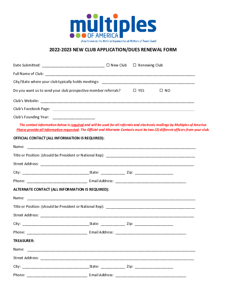 Fillable Online Application to Create or Renew a Club Fax Email Print ...