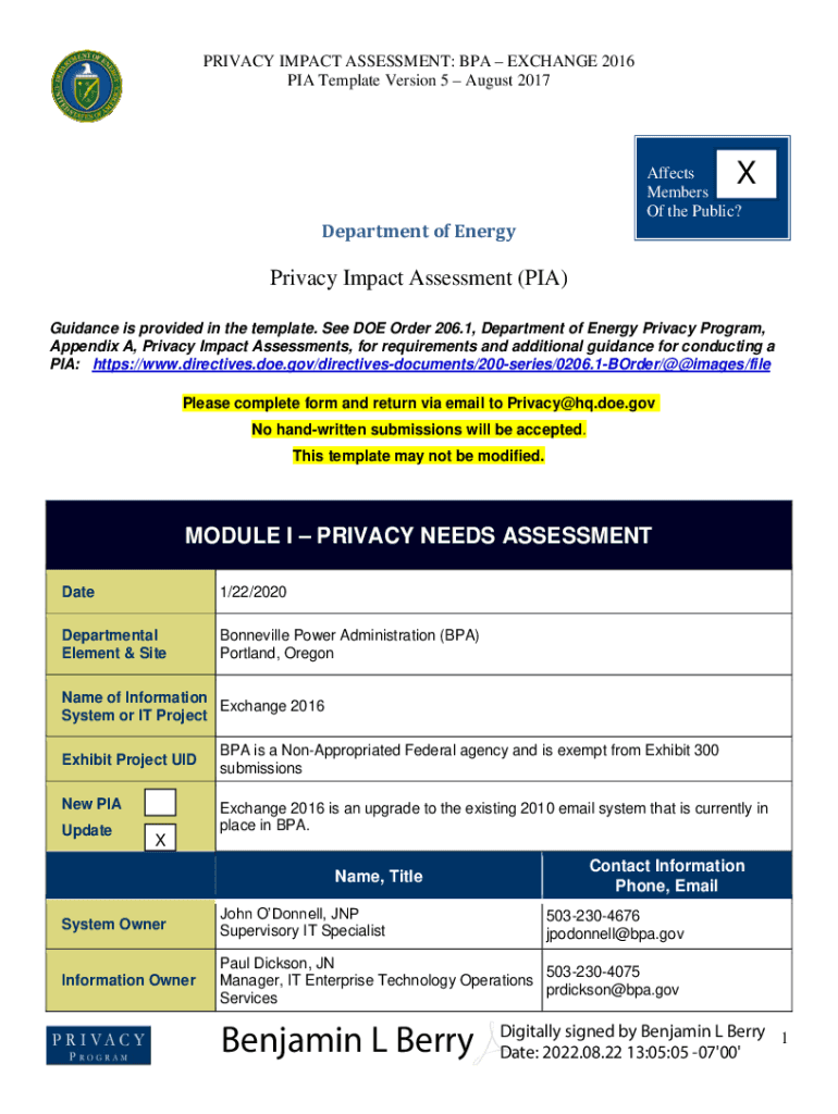 Fillable Online PRIVACY IMPACT ASSESSMENTS - Department of Justice Fax Email Print - pdfFiller