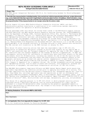 Fillable Online NEPA REVIEW SCREENING FORM (NRSF) 3A ... - Hanford Site ...