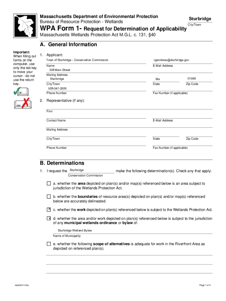 Fillable Online WPA Form 4BOrder of Resource Area Delineation Fax Email ...
