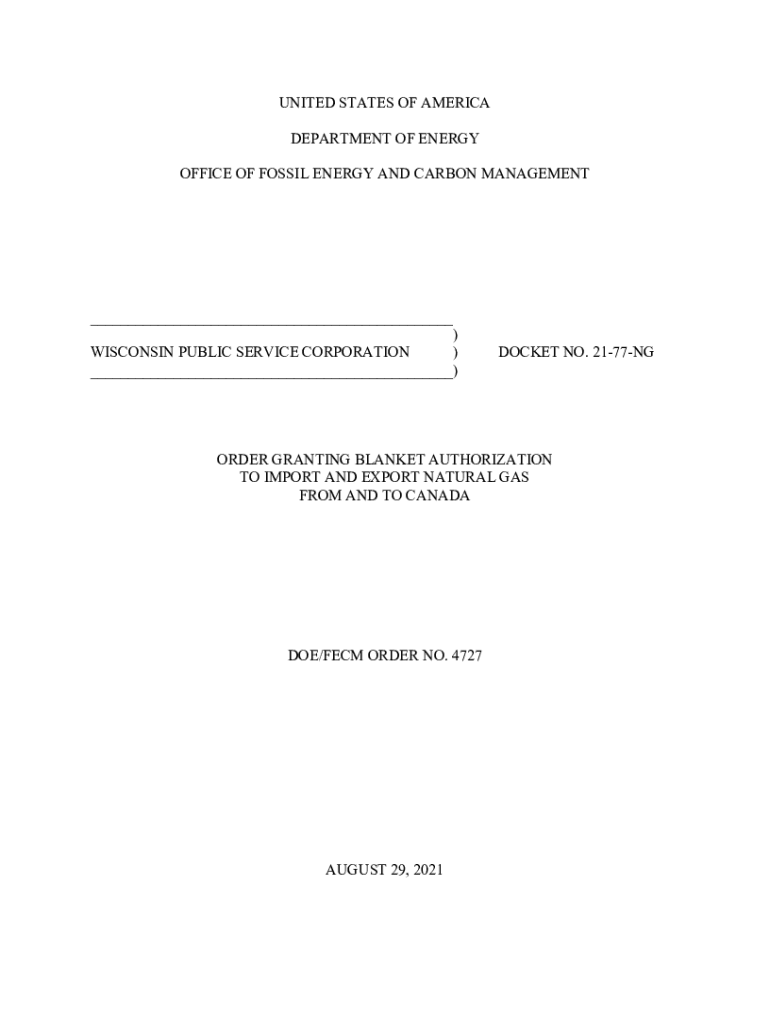 Fillable Online doe/fecm order no. 4727 - Department of Energy Fax ...