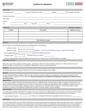 Fillable Online www2 naz Facilities Use Request and Agreement Form Fax ...