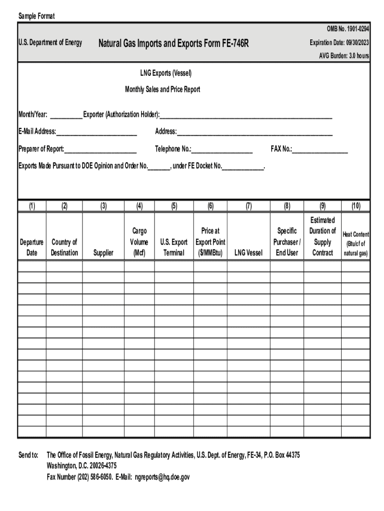 Fillable Online Form FE-746R 2019 Final Proposed LNG Exports - Vessel Fax Email Print - pdfFiller