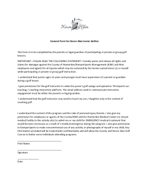 Fillable Online Junior Player Profile and Parental Consent Form :: Kent ...