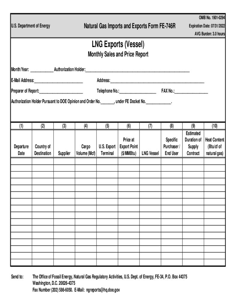 Fillable Online LNG Exports by Vessel Form.xlsx Fax Email Print - pdfFiller