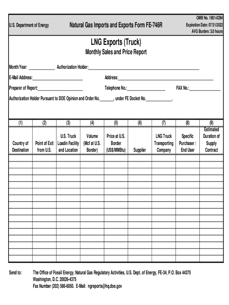Fillable Online LNG Exports by Truck Form.xlsx Fax Email Print - pdfFiller