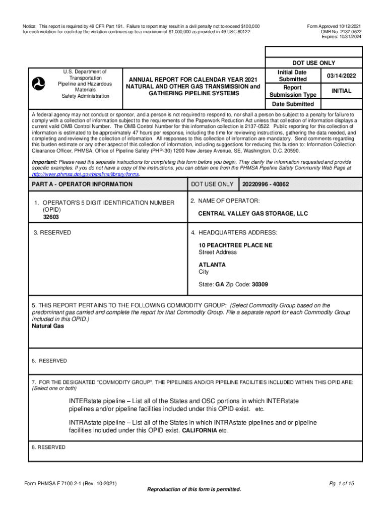 Fillable Online 49 CFR Part 191 -- Transportation of Natural and Other ...