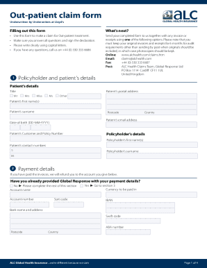 Fillable Online OUTPATIENT CLAIM FORM Fax Email Print - pdfFiller