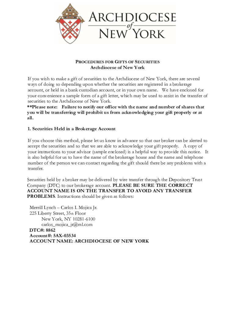 Fillable Online 450 - Other Forms of Donation - Catholic Diocese of Columbus Fax Email Print ...