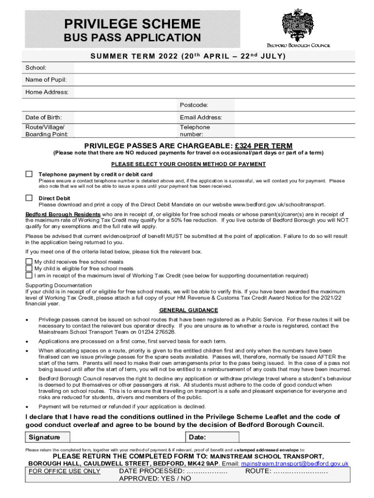Fillable Online privilege scheme - bus pass application - NET Fax Email Print - pdfFiller